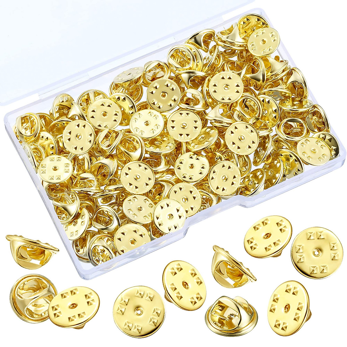Brass Clutch Badge Insignia Clutches Pin Backs Replacement (Gold, 50 Pieces)