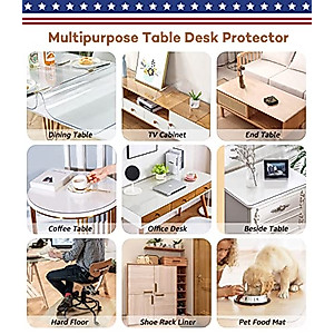 RostiKong 24 x 48 Inch Clear Plastic Transparent Tablecloth Protector Waterproof Office Desk Blotter Pad Vinyl Dining Room Table Protector for Wood Furniture Kitchen Coffee Garden Vanity End Table Mat