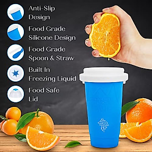 Todolobo Slushie Squeeze Maker Cup - Instant DIY Magic Frozen Smoothie & Drink Tumbler Set for Kids and Adults, Reusable & BPA-Free, Bonus Straw Spoon, Perfect for Parties and Gifts