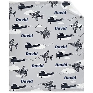 Custom Airplane Baby Blanket Soft Flannel Fuzzy Warm Plush Lightweight Throw for Bed Couch Sofa Camping Good Gift for Kid Boy Girl Teen 30''x 40'' for Pets