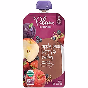 Plum Organics Stage 2 Organic Baby Food, Apple, Plum, Berry & Barley, 3.5 Ounce Pouch (Pack of 6)