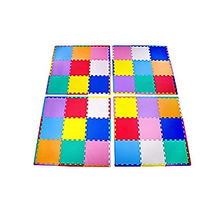KC Cubs Soft & Safe Non-Toxic Children’s Interlocking Multicolor Exercise Puzzle EVA Play Foam Mat for Kids’s Floor & Nursery Room, 36 Tiles, 9 Colors, 11.5” x 11.5”, 54 Borders (EVA002)