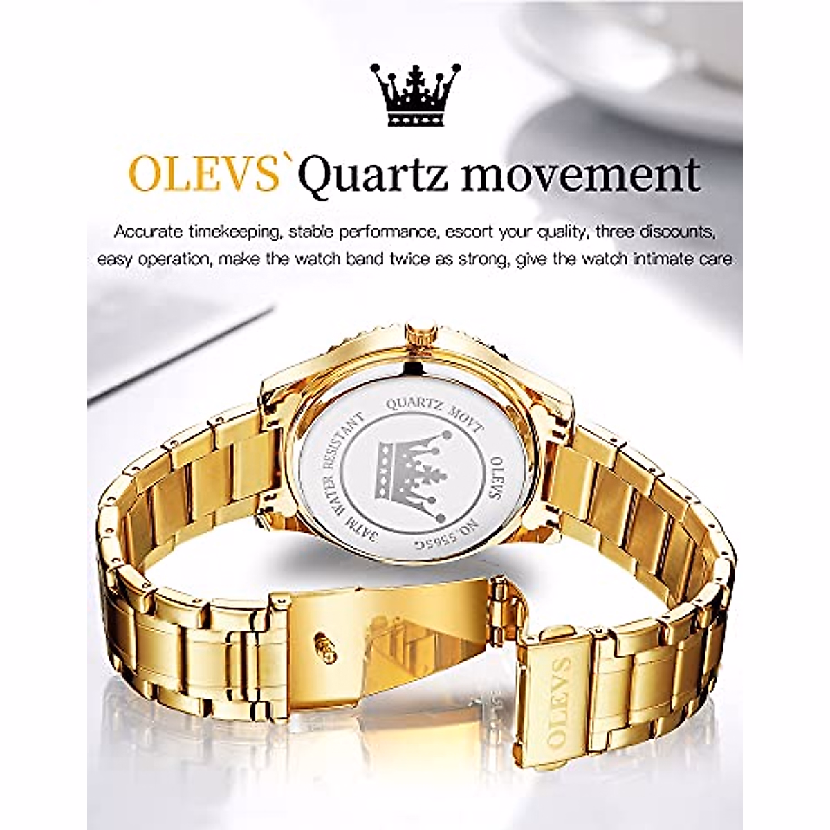 Fashion Gold Watches for Men Diamond Luxury Men's Wrist Watch With Day Date Waterproof Golden Stainless Steel Big Face Luminous Classic Dress Male Watches Casual Analog Quartz Watch for Young Man