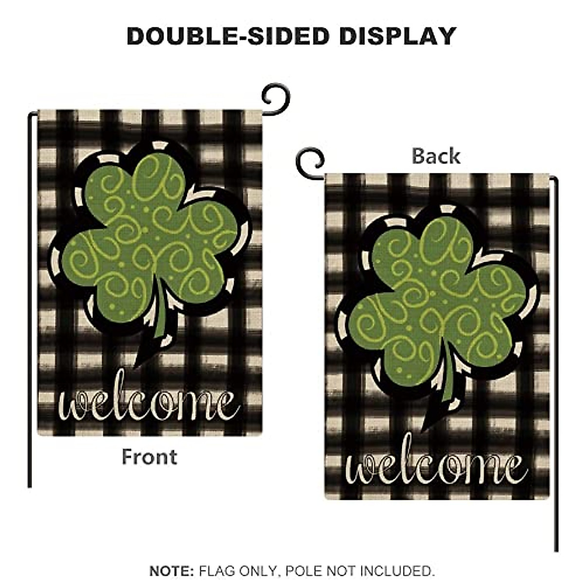 St Patricks Day Garden Flag 12.5x18 Vertical Double Sided Decorative Happy St Patricks Day Shamrock Welcome Garden Flag for Outside Yard Lawn Outdoor St Patricks Day Decoration-L27