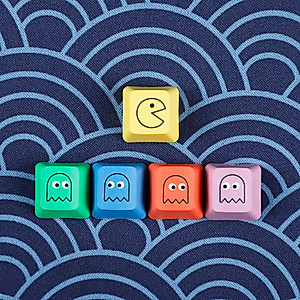 Mechkeeb OEM Profile Pac-Man Five Dye PAC PBT Key caps Custom Sublimation keycaps for MX Mechanical Gaming Keyboard (OEM Pac-Man 5 Keys)