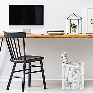 Wood Trash Can 5.3 Gallon Kitchen Garbage Can Rectangular Wastebasket with Built-in Handles Rustic Farmhouse Trash Can for Kitchen Bedroom Office Bathroom Under Desk Large Storage Rustic White