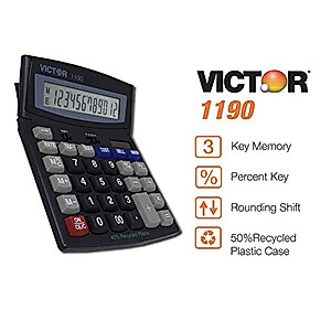 Victor 1190 Desktop Display Calculator, Black, 1" x 5.9" x 7.8"