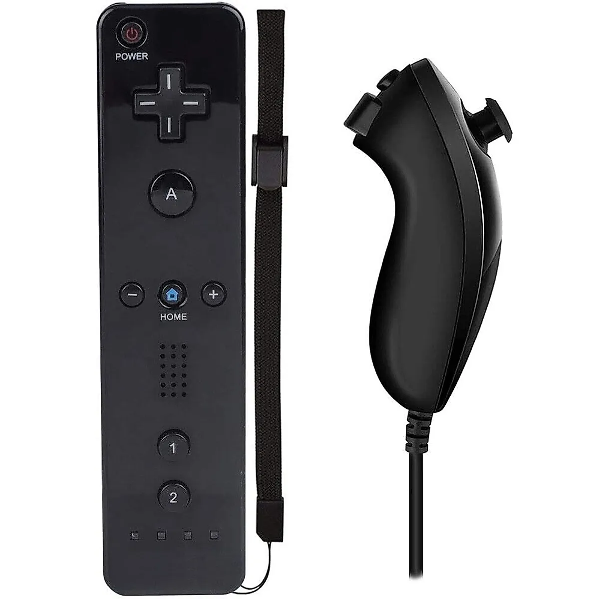Lyyes Remote Controller for Wii, Wii Remote and Nunchuck Controllers with Silicon Case and Strap for Wii and Wii U (Black)