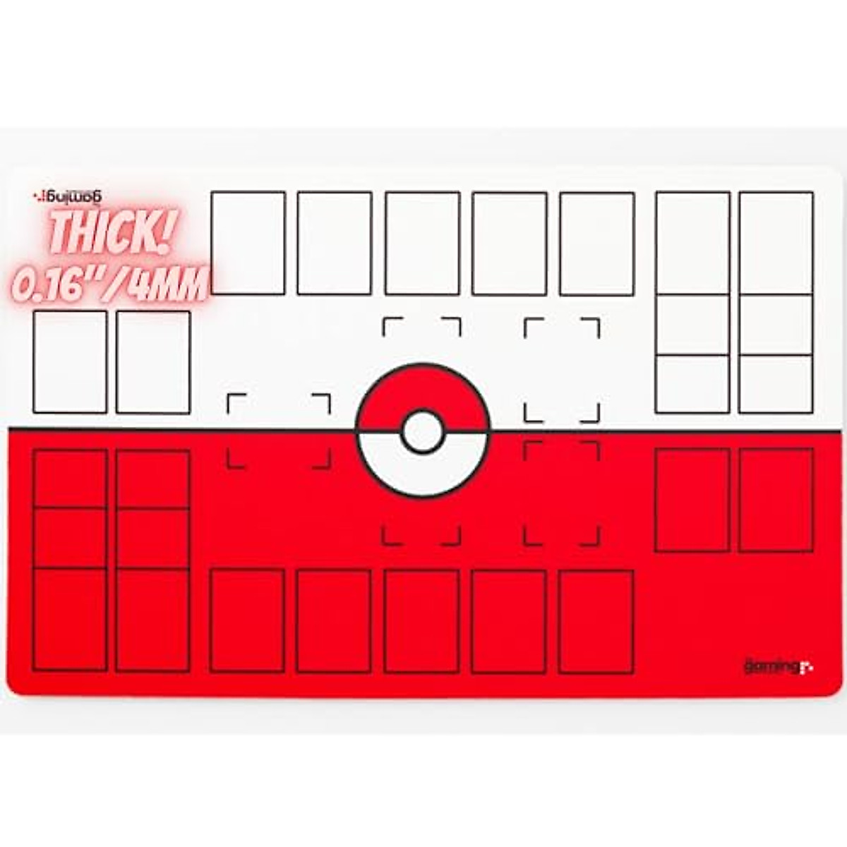 The Gaming Mat Company 2 Player Compatible Pokemon Playmat for Pokemon Cards - 28" x 18" x 0.16" Red & White Battle Mat Stadium Board for Pokemon TCG Playmat Game & Pokemon Mat Trading Card