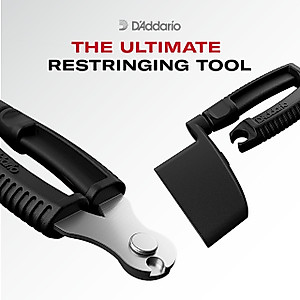 D'Addario Accessories Bass Pro-Winder - Bass Guitar String Winder, Bass String Cutter, Bass Guitar Bridge Pin Puller - Ultimate Ergonomic All in One Bass Tool for Restringing - Black