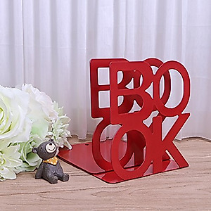 tegongse 2Pcs Book Ends, Alphabet Shaped Metal Bookends, Non-Skid Bookend Supports, Book Stopper for Books/Movies/CDs/Video Games