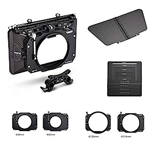 Tilta Matte Box for Studio Cinima Cameras, 3 Pcs 4x5.65 Filter Frame with 5 Lens Adapter Rings (134/114/110/95/80mm) Carbon Fiber Top Flag 5 Pcs Front Matte 15mm Rod Adapter MB-T12