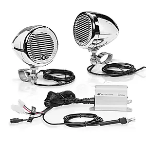 Planet Audio PMC2C Motorcycle Speaker System - Bluetooth, Weatherproof Speakers Amplifier, 2 3 Inch Speakers, 1 2 Channel Amplifier, 1 Volume Control, Use With ATV Motorcycle 12 Volt Vehicles