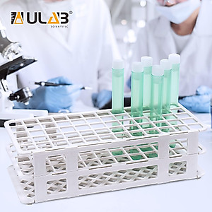 ULAB Plastic Test Tubes with Flange Stoppers, 50pcs of Dia.16x125mm Macaroon Party Tubes Shot Glasses, Green Color, 50pcs PE Flange Stoppers, Dia.16mm, Nature Color, UTT1017