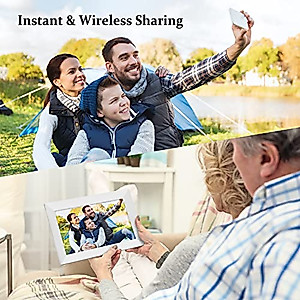 AEEZO 10.1 Inch WiFi Digital Picture Frame, IPS Touch Screen Smart Cloud Photo Frame with 16GB Storage, Easy Setup to Share Photos or Videos via Frameo APP, Auto-Rotate, Wall Mountable (White)