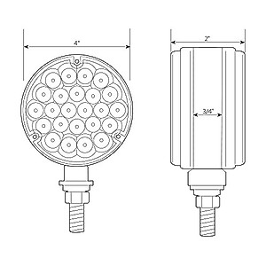 GG Grand General 78360 Amber/Red 4" Round Double Faced Pearl 24-LED Pedestal Light with Chrome Die Cast Housing