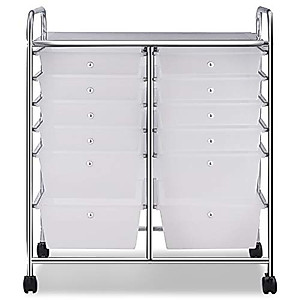 Giantex 12 Drawer Rolling Storage Cart Tools Scrapbook Paper Office School Organizer (White)