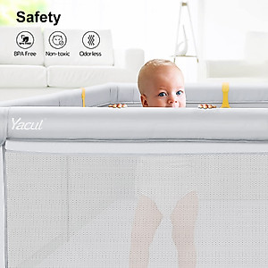 Baby Playpen, 71"x59" Play Pens for Babies and Toddlers, Extra Large Infants Playpen Gate Kids Safety Play Yard (Light Gray)