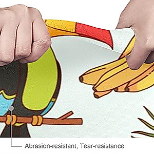 Thick Non Slip Exercise & Fitness 1/4 yoga mat with Toucans Bird Rest Tropical Leaves Pattern Print for Yoga Pilates & Floor Fitness Exercise (61x183cm)
