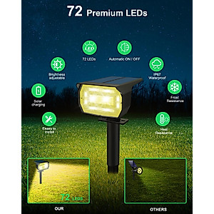 LOTMOS Solar Spot Lights Outdoor, [12 Pack/72 LED/3 Modes] 2-in-1 Landscape Spotlights, Auto On/Off IP67 Waterproof Solar Powered Wall Lights for Front Door, Backyard, Garage(Warm White)