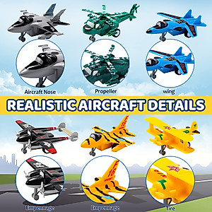 JOYIN 16 Pcs Pull Back Airplane Toys, Boys Plane Playset, Aircraft Incl Helicopter Toys, Fighter Jet Toys, Bomber Toys, Biplane Toy, Gifts for Toddler Kids 3+ Years Old, Kids Presents Toys
