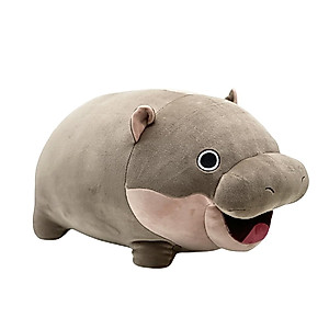 2024 Moo Deng Hippo Plush, 16" Cute Pygmy Hippo Plushie Toy for Fans Gift, Soft Baby Hippopotamus Stuffed Animal Pillow for Kids and Adults