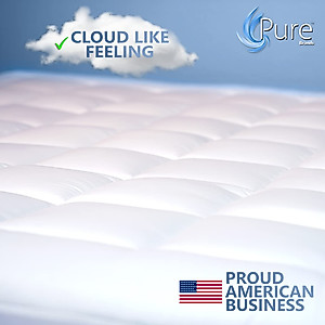 Pure Brands Full Mattress Topper & Mattress Pad Protector in One Quality Plush Luxury Down Alternative Pillow Top Make Your Bed Luxurious 18" Deep Pockets