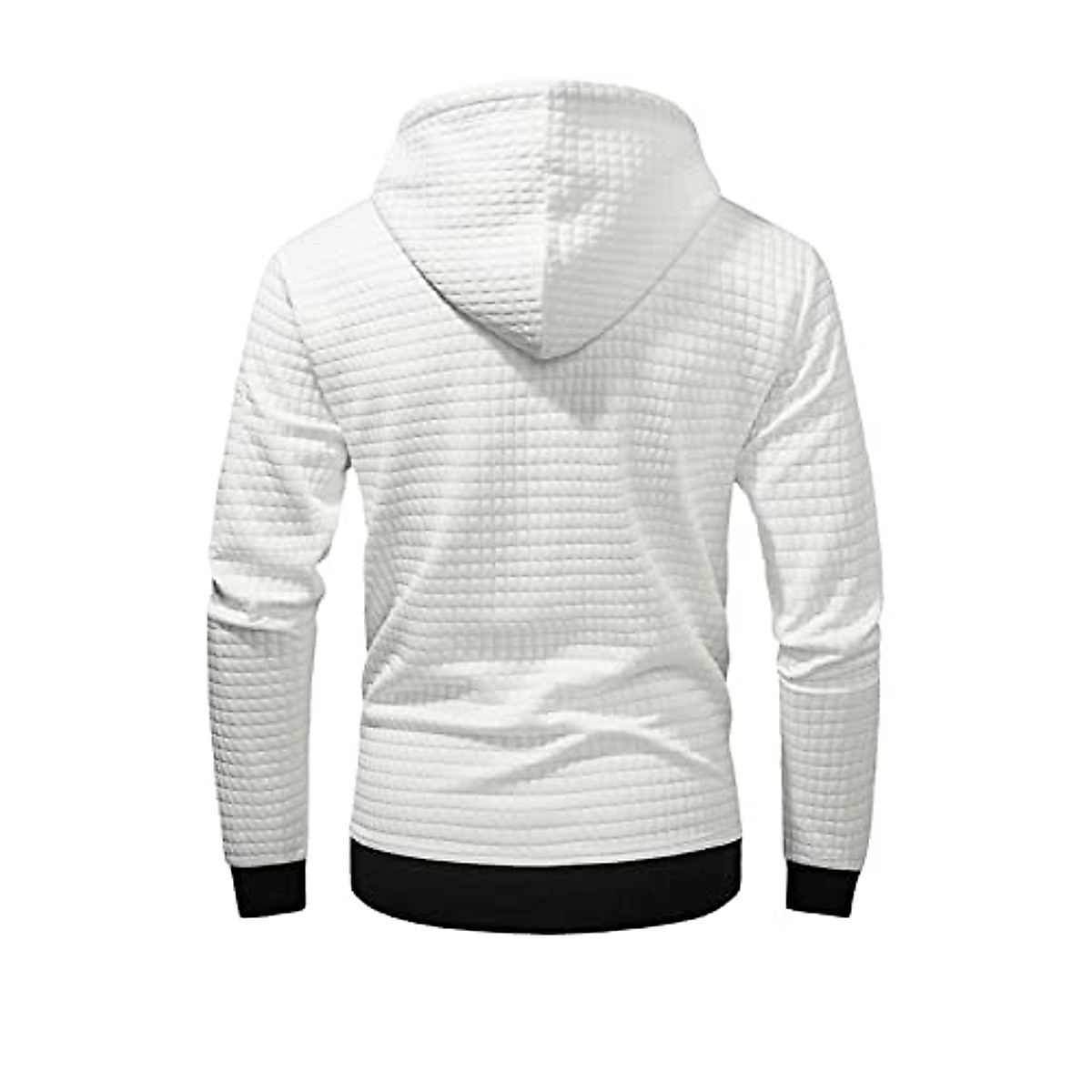 JMIERR Hoodies for Men Pullover Casual Plaid Jacquard Drawstring Long Sleeve Hooded Waffle Knit Sweatshirts, US 40(M), White