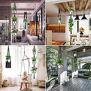 SFENNGPET Macrame Plant Hangers, 6Pack Hanging Planters for Indoor Plants w/ 6 Set Hangers Kit Handmade Macromay Plant Hangers Indoor Flower Pots Holder Stand for Boho Home Décor