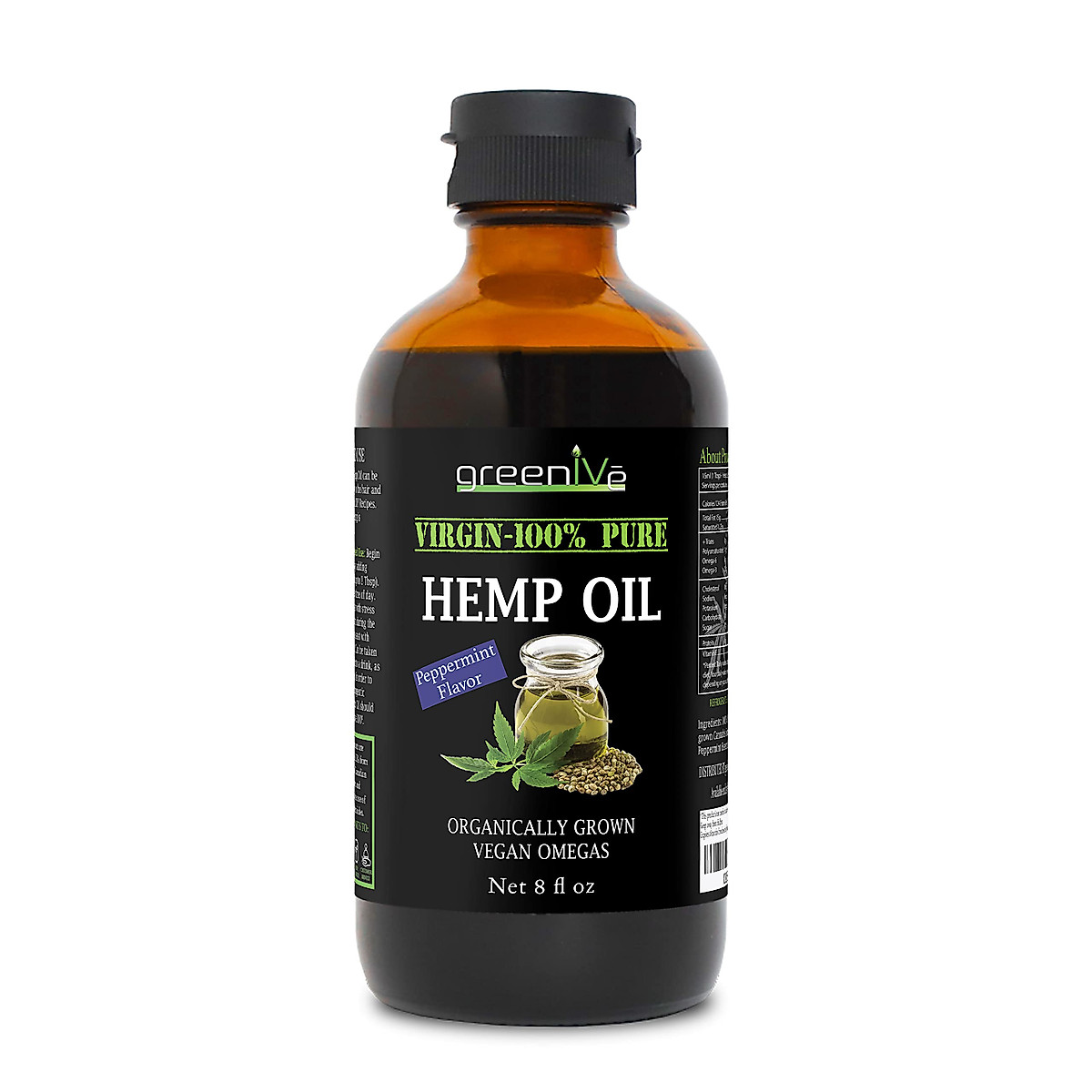 GreenIVe Organically Grown Peppermint Hemp Oil 224,000mg 100% Pure Cold Pressed Strong Results (8oz Peppermit)