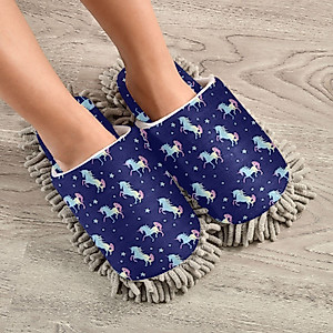 Horse Unicorn Starry Sky Mop Slippers Shoes Cover for Floor Cleaning Washable Dirty Hair Dust Cleaners Microfiber Mop Socks for House Kitchen Office