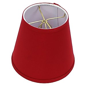 FenchelShades.com 5" Top by 8" Bottom by 7" Slant Height Fabric Barrel Lampshade Double Clip-On Attachment (Rich Red)