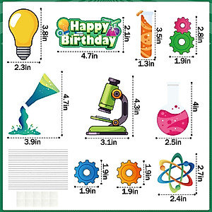 JUYRLE Science Cake Toppers- 21Pcs Mad Scientist Chemistry Theme Party Decorations with Microscope Science Party Favors Science Birthday Party Supplies for Boys Girls Kids Baby Shower