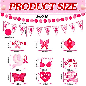 Tudomro 5 Pcs 118 inches Breast Cancer Awareness Decorations Pink Ribbon Pennant Banner Pink and White Hope Faith Strength Courage Inspiring Flag Love Bunting Wall Banner for Breast Cancer Month