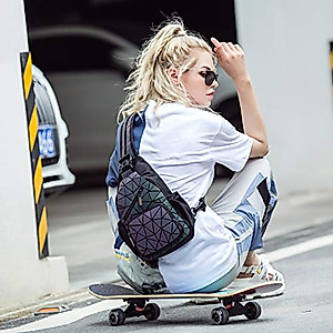 Geometric Luminous Backpacks Holographic Reflective Bag Lumikay Purse Irredescent Crossbody Bag Prism Sling Bag for Women Men NO.1