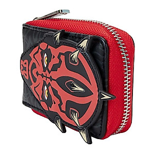 Loungefly Star Wars The Phantom Menace 25th Anniversary Darth Maul Accordion Zip Around Wallet, Black