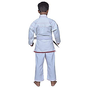 Twister Kids Jiu Jitsu Gi Ultra Light Fabric Youth BJJ Gi with free White Belt Included (White/Red, C1)