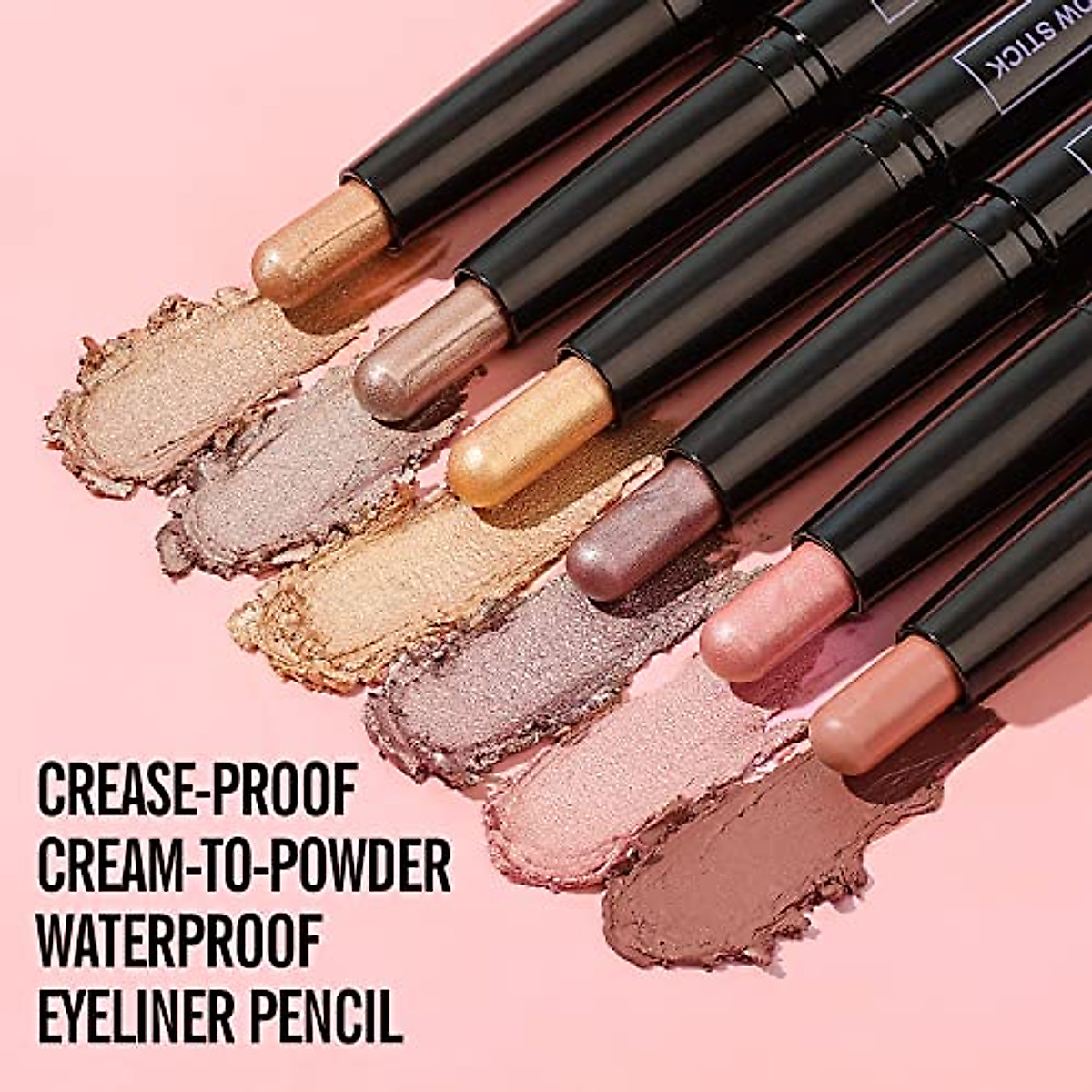 KIMUSE 6PCS Shimmer Cream Eyeshadow Stick,Brightener Eyeshadow Pencil Crayon,Waterproof Eye Shadow Stick Sets with Crease-proof, Smudge-proof and Long Lasting Eye Shadow Make Up