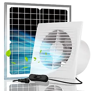 SUN ENERGISE Solar Powered Exhaust Fan Pro, 20W Solar Panel + 8 Inch High Speed Exhaust Fan with Anti-backflow Valve, Wall Mount Ventilation & Cooling Vent for Greenhouse, Shed, Chicken Coop, Garage