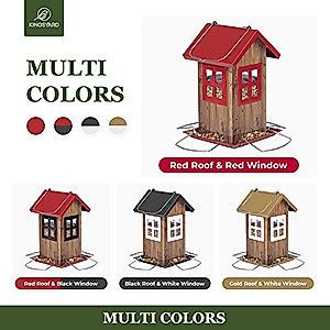 Kingsyard Cute Bird House Feeders for Outside, Hanging Metal Bird Feeder with 4 Ports, Outdoor Garden Decorations for Bird Watching