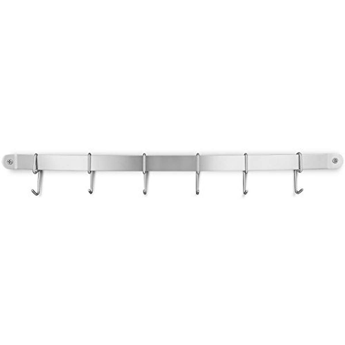 Internet's Best Kitchen Wall Mounted Rail Rack with Hanging Hooks - 6 Sliding Hooks - Kitchen Utensil Lid Spatula Measuring Cup Storage Rack Organizer - Stainless Steel Kitchen Towel Rack