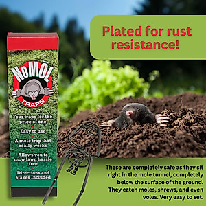 NoMol® Mole Trap by Wildlife Control Supplies – Wire Tong Underground Spring Trap – Safe & Effective Pest Control for Commercial & Residential Use – Great for Backyards, Gardens, & Flower Beds