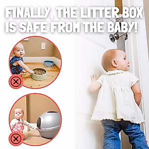 Door Buddy Baby Proof Door Latch for Cats - Grey. Adjustable Cat Door Strap Keeps Baby Out of Cat Food & Litter Box. Simple Child Door Locks for Kids Safety. Baby Gate Cat Door Interior Alternative