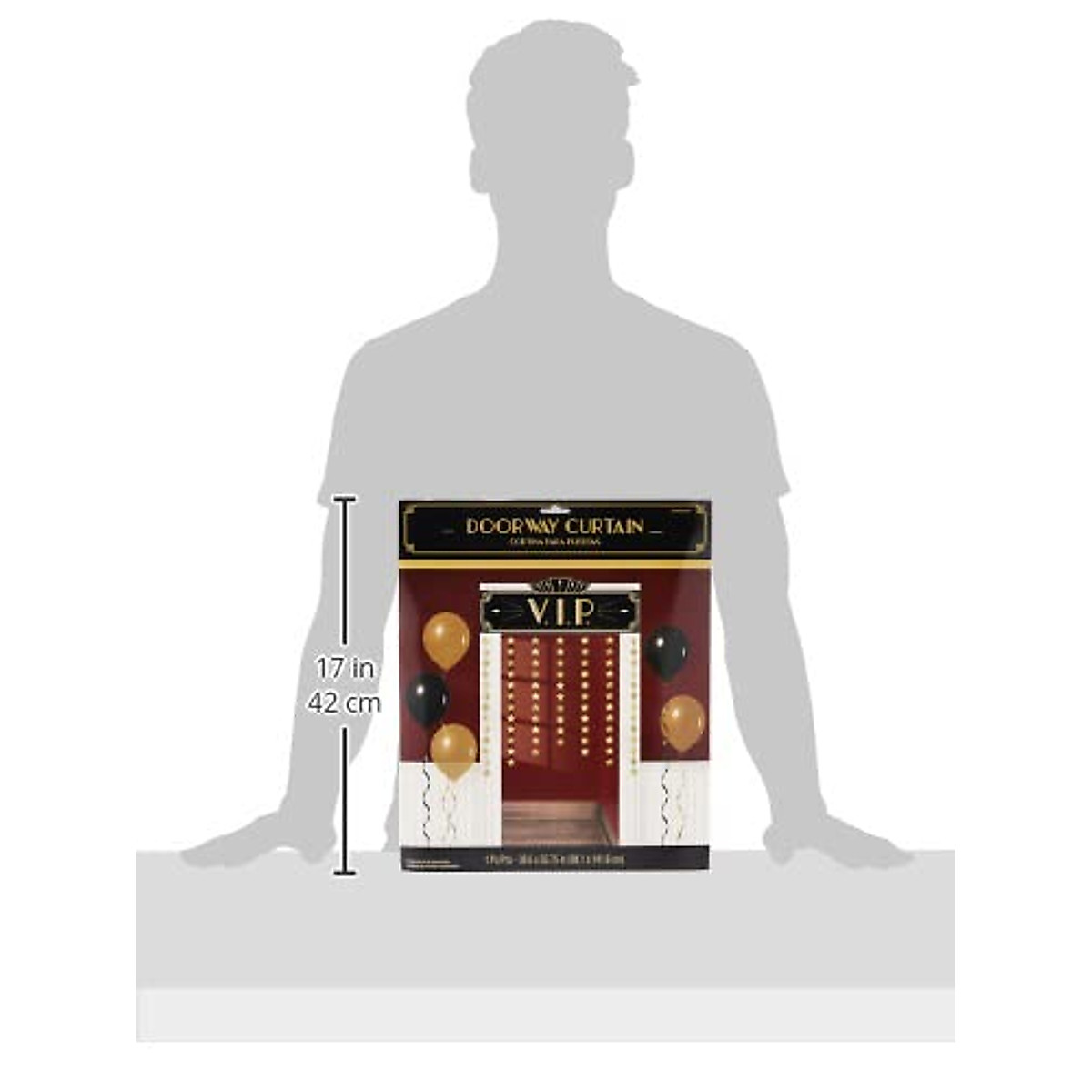 Glitz & Glam Decorative Door Curtain - 39" x 55.75", Black/Gold, 1 Pc