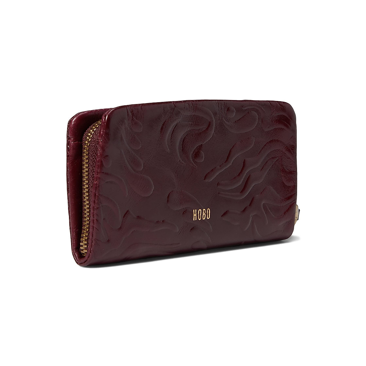 HOBO Eliza Small Zip Around Wallet For Women - Leather Construction With Interior Key Clip, Functional and Charming Wallet Merlot One Size One Size