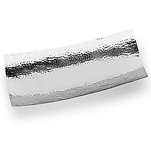 Colleta Home Rectangular Stainless Steel Serving Tray- Silver Serving Tray and Platters- Decorative Centerpiece- Hammered Tray