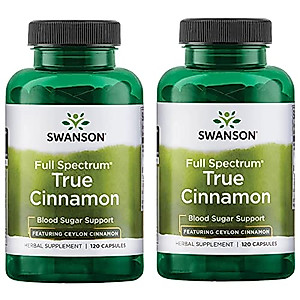 Swanson Full Spectrum True Cinnamon - Herbal Supplement - (120 Capsules, 300mg Each) 2 Pack