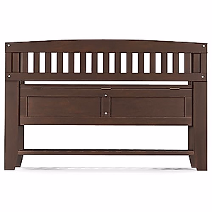 SIMPLIHOME Acadian Solid Wood 48 Inch Wide Transitional Entryway Storage Bench with Shelf in Brunette Brown, for The Living Room, Entryway and Family Room
