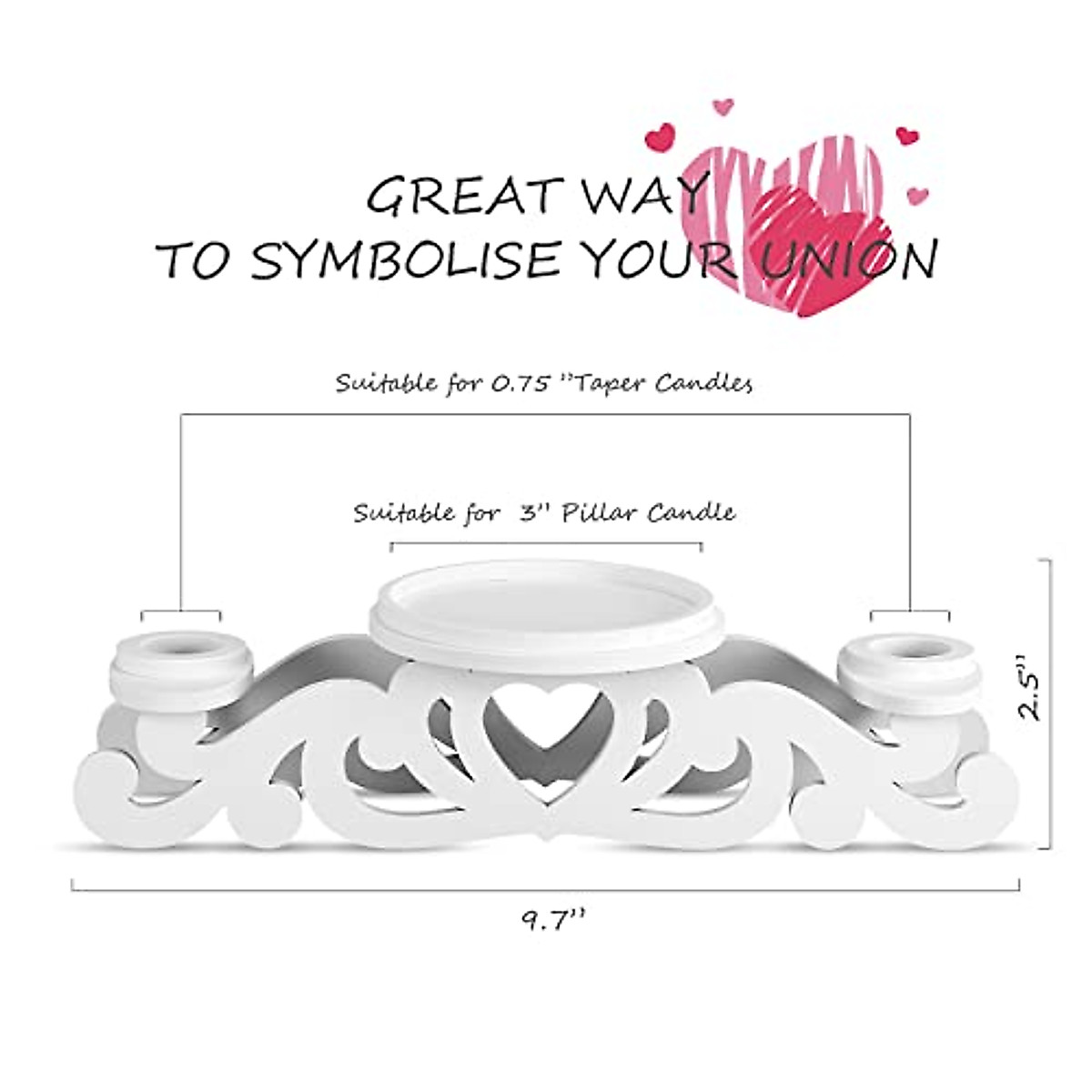 Rozrety Unity Candle Holder-Unity Candles Stand for Wedding Ceremony Set-Pillar Candle Holders for Weddings Centerpiece Decoration(Candles not Include)