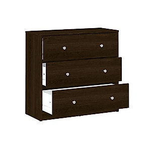 Tvilum, Bedroom Furniture, Silver Handles, Modern and Elegant Design 3 Drawer Chest, Brown